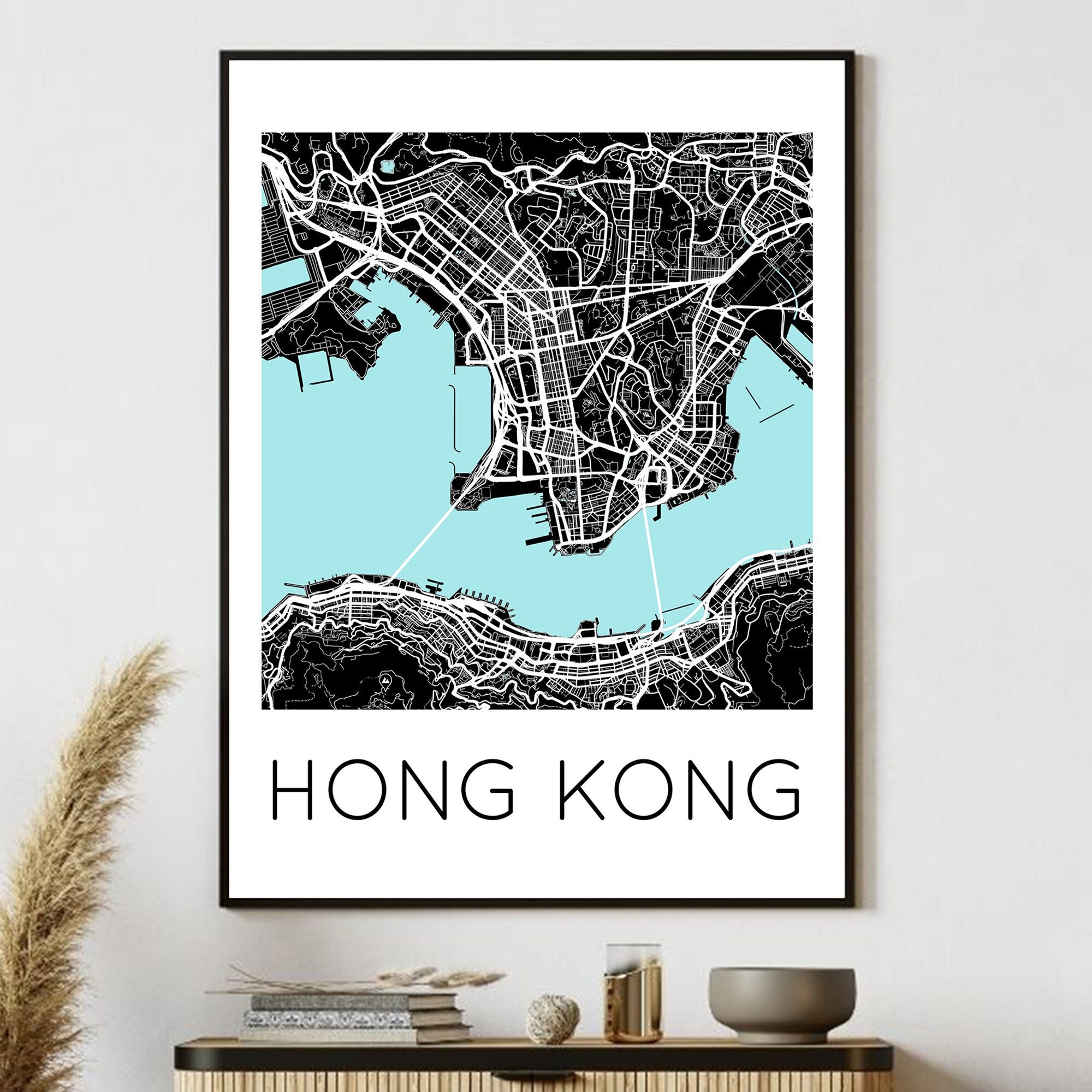 Hong Kong Map Poster, Hong Kong City Poster, Hong Kong Map, Hong Kong ...