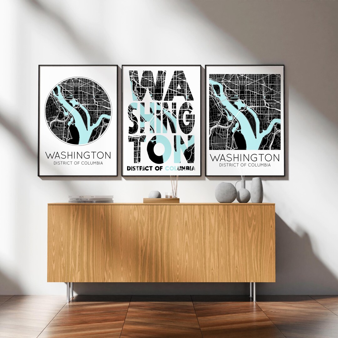 Set of 3 Washington Posters, Set of 3 Washington Wall Posters, Set of 3 ...
