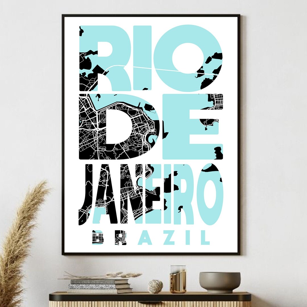 Rio De Janeiro Map Poster, Rio De Janeiro City Poster, Rio De Janeiro ...