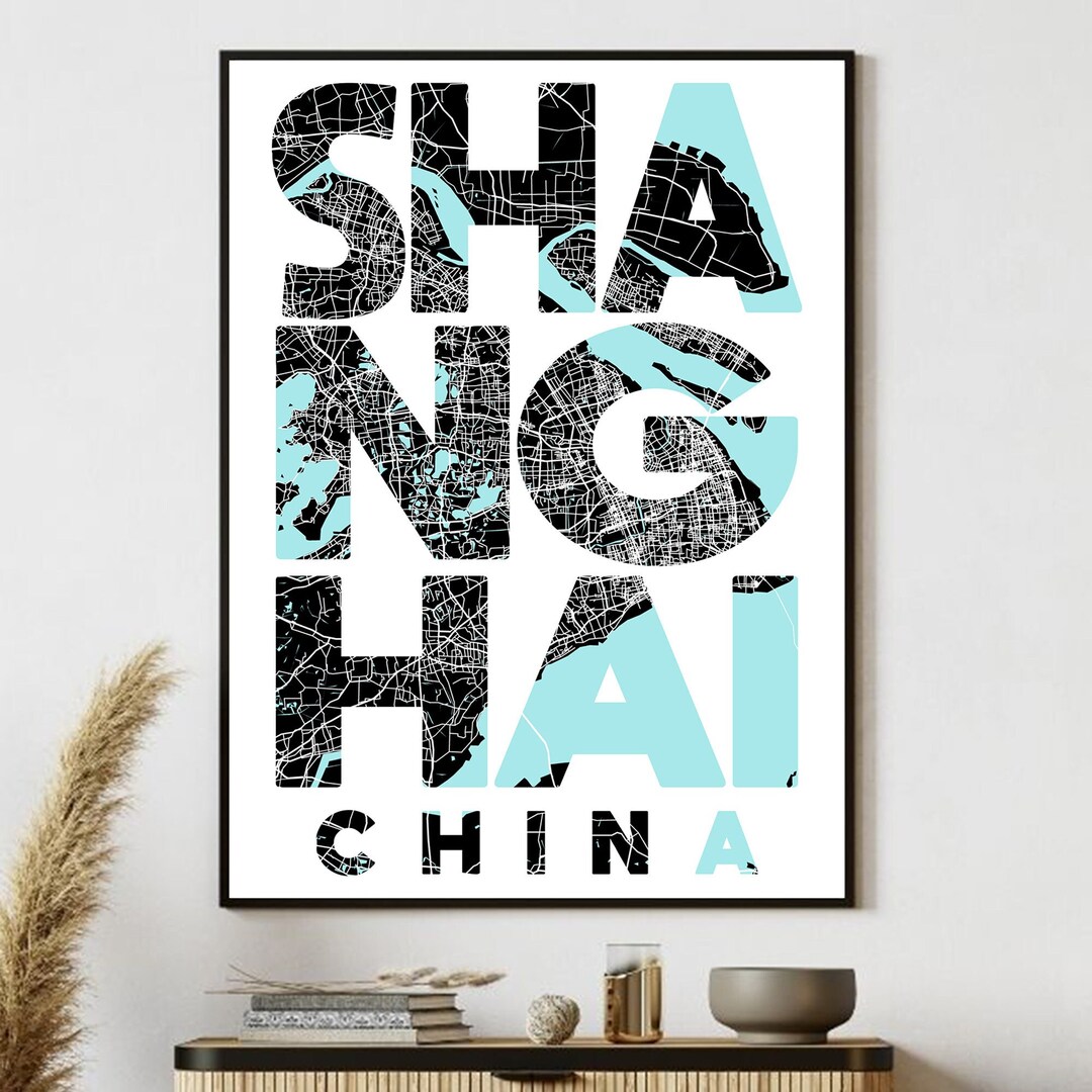 Shanghai Map Poster, Shanghai City Poster, Shanghai Map, Shanghai Print ...