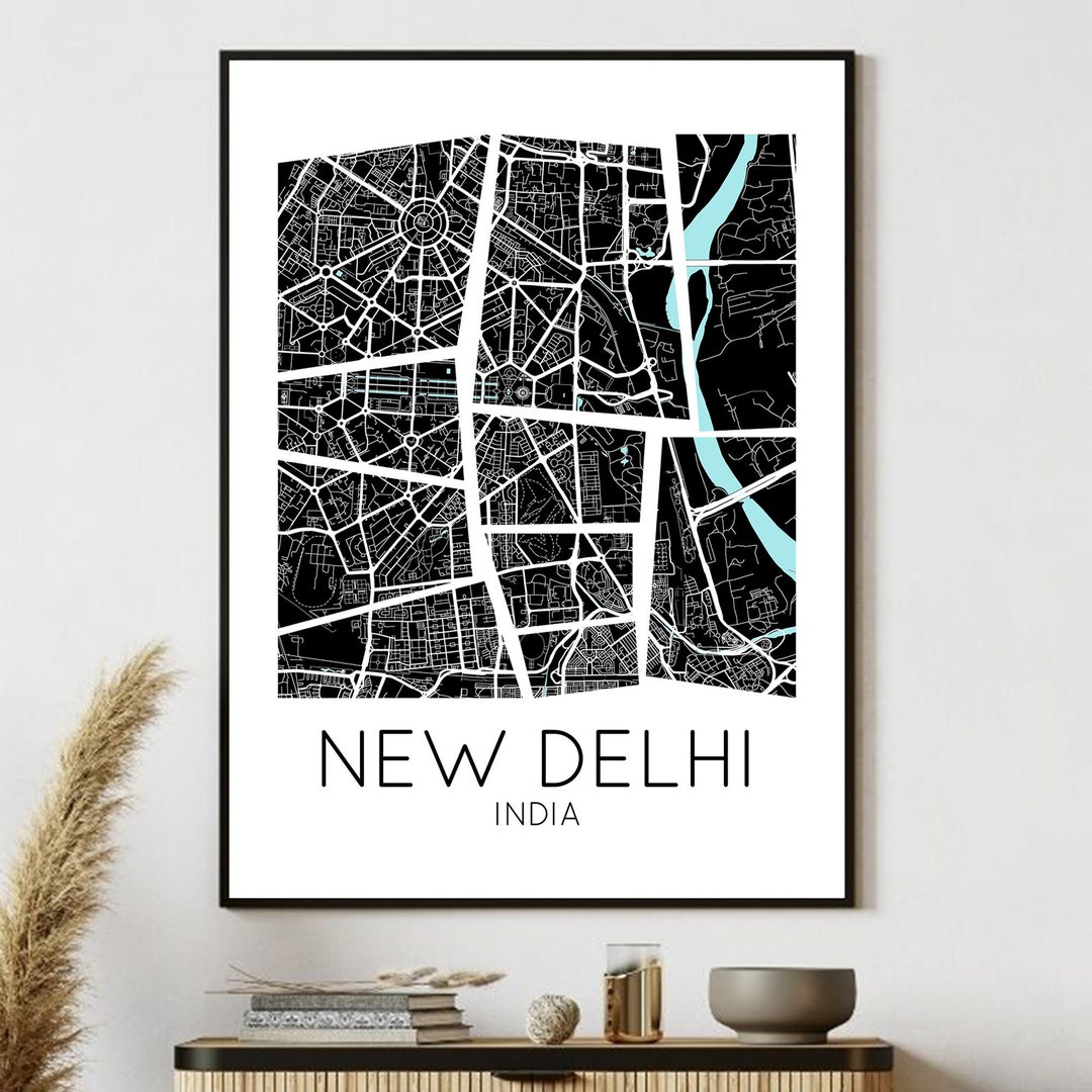 New Delhi Map Poster, New Delhi City Poster, New Delhi Map, New Delhi ...