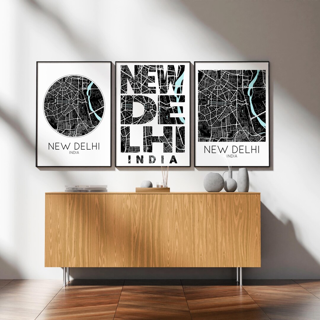 Set of 3 New Delhi Posters, Set of 3 New Delhi Wall Posters, Set of 3 ...