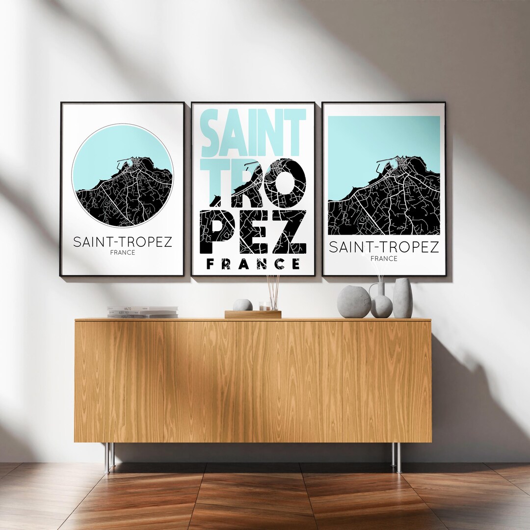 Set of 3 Posters of Saint-tropez, Set of 3 Wall Posters on the City of ...