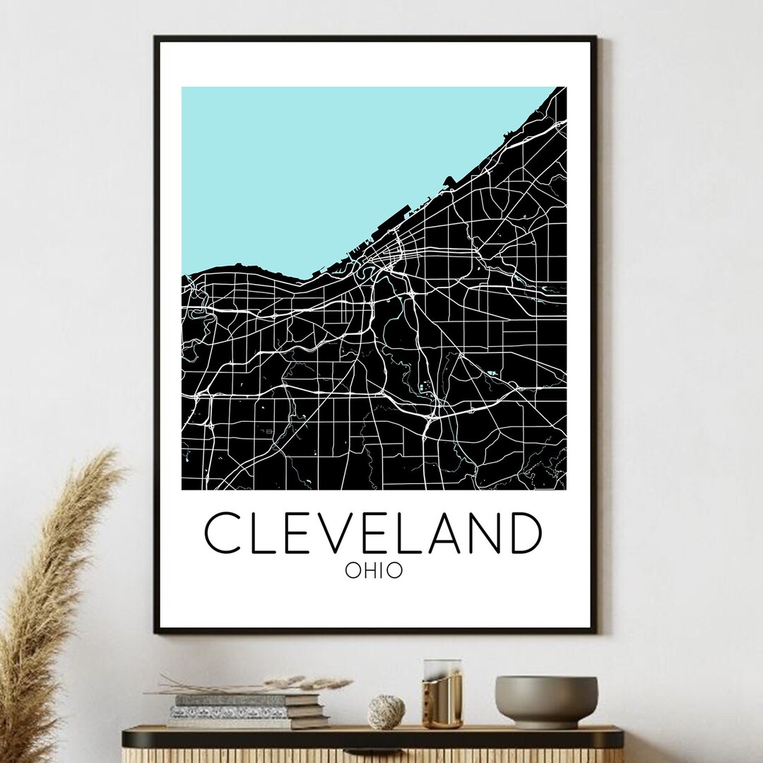 Cleveland Map Poster, Cleveland City Poster, Cleveland Map, Cleveland ...