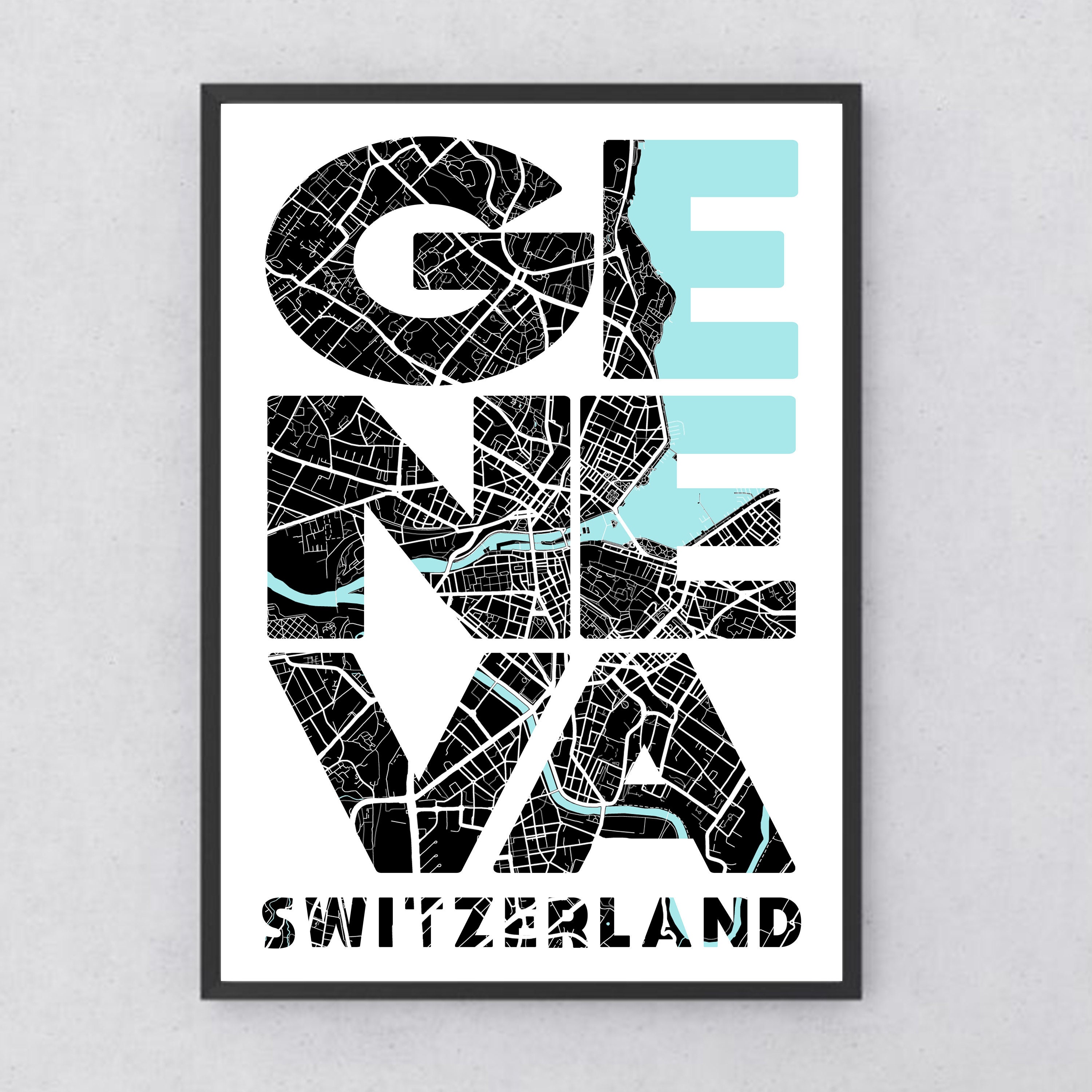 Geneva Map Poster, Geneva City Poster, Geneva Map, Geneva Print, Geneva ...