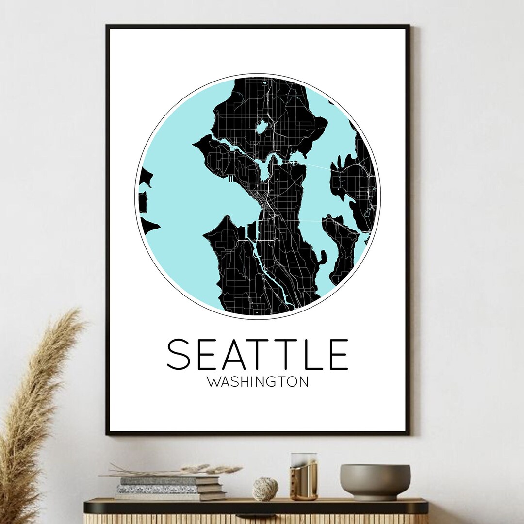 Seattle Map Poster, Seattle City Poster, Seattle Map, Seattle Print ...
