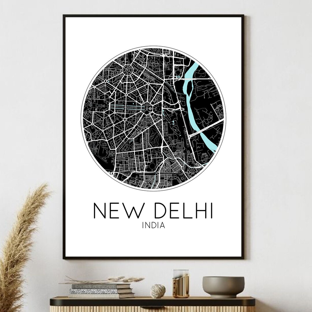 New Delhi Map Poster, New Delhi City Poster, New Delhi Map, New Delhi ...