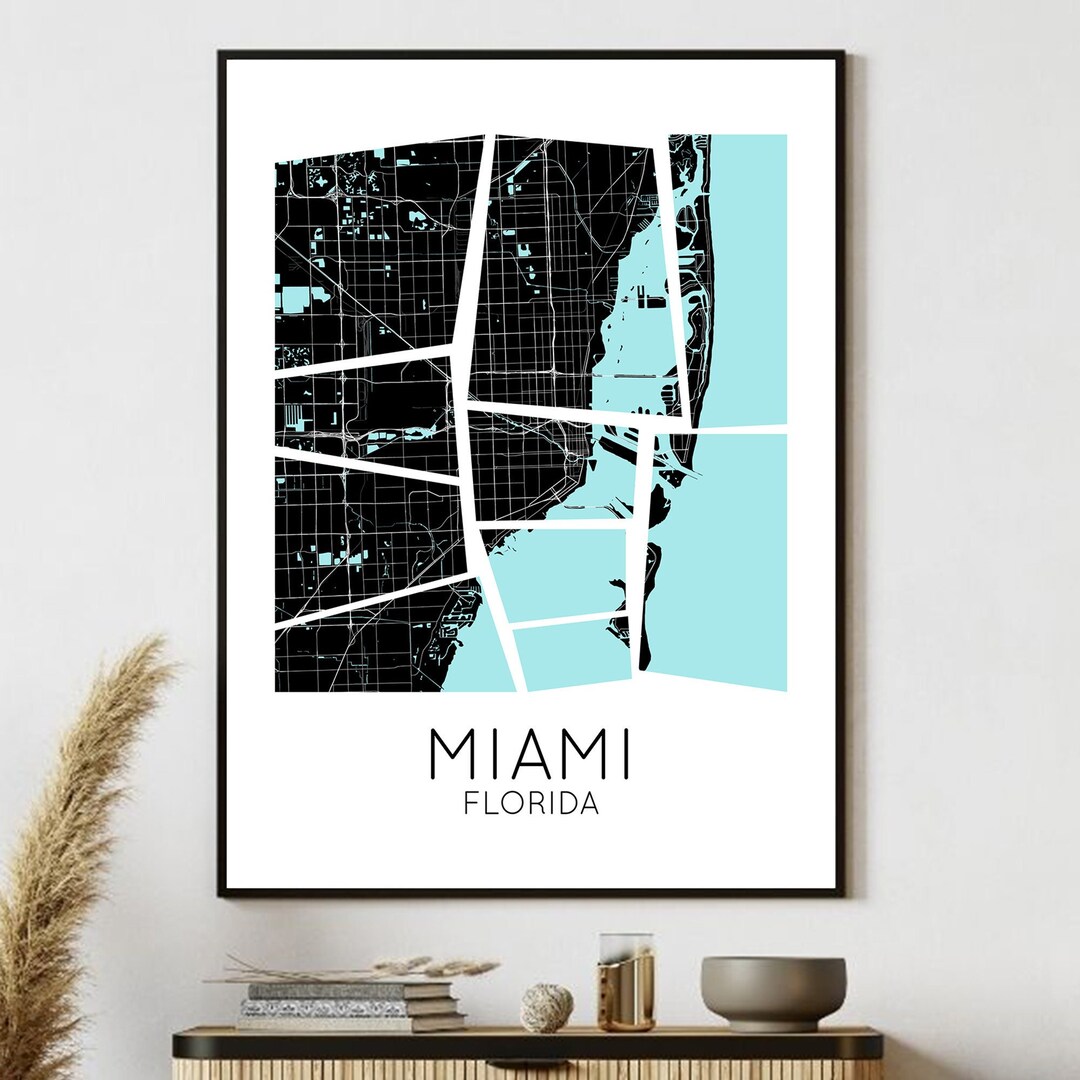Miami Map Poster, Miami City Poster, Miami Map, Miami Print, Miami ...