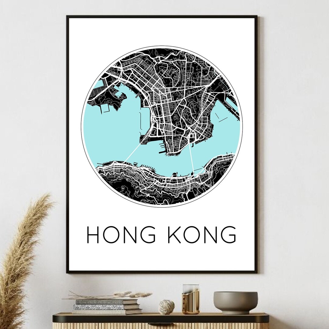 Hong Kong Map Poster, Hong Kong City Poster, Hong Kong Map, Hong Kong ...