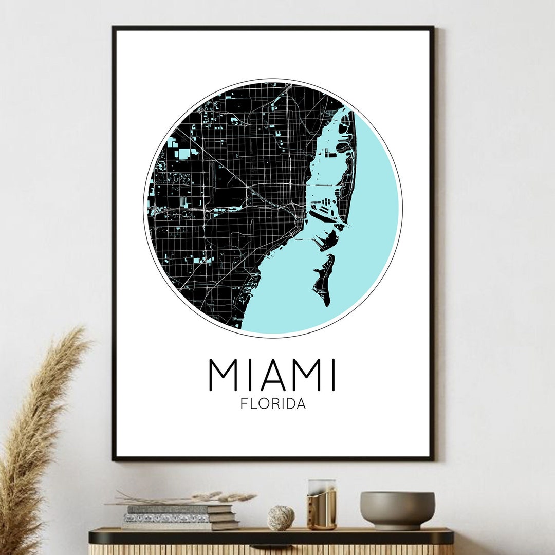 Miami Map Poster, Miami City Poster, Miami Map, Miami Print, Miami ...