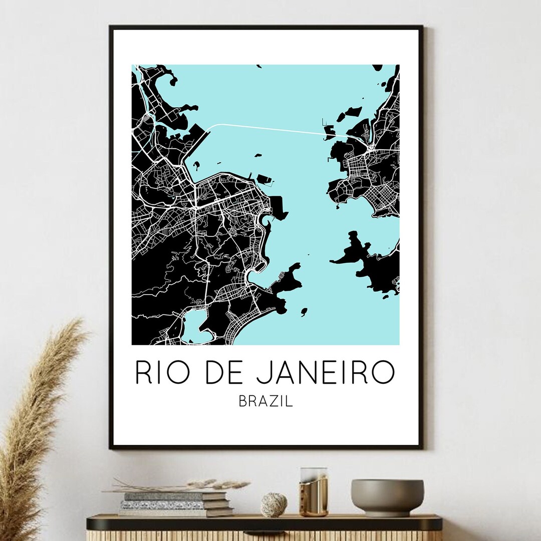 Rio De Janeiro Map Poster, Rio De Janeiro City Poster, Rio De Janeiro ...