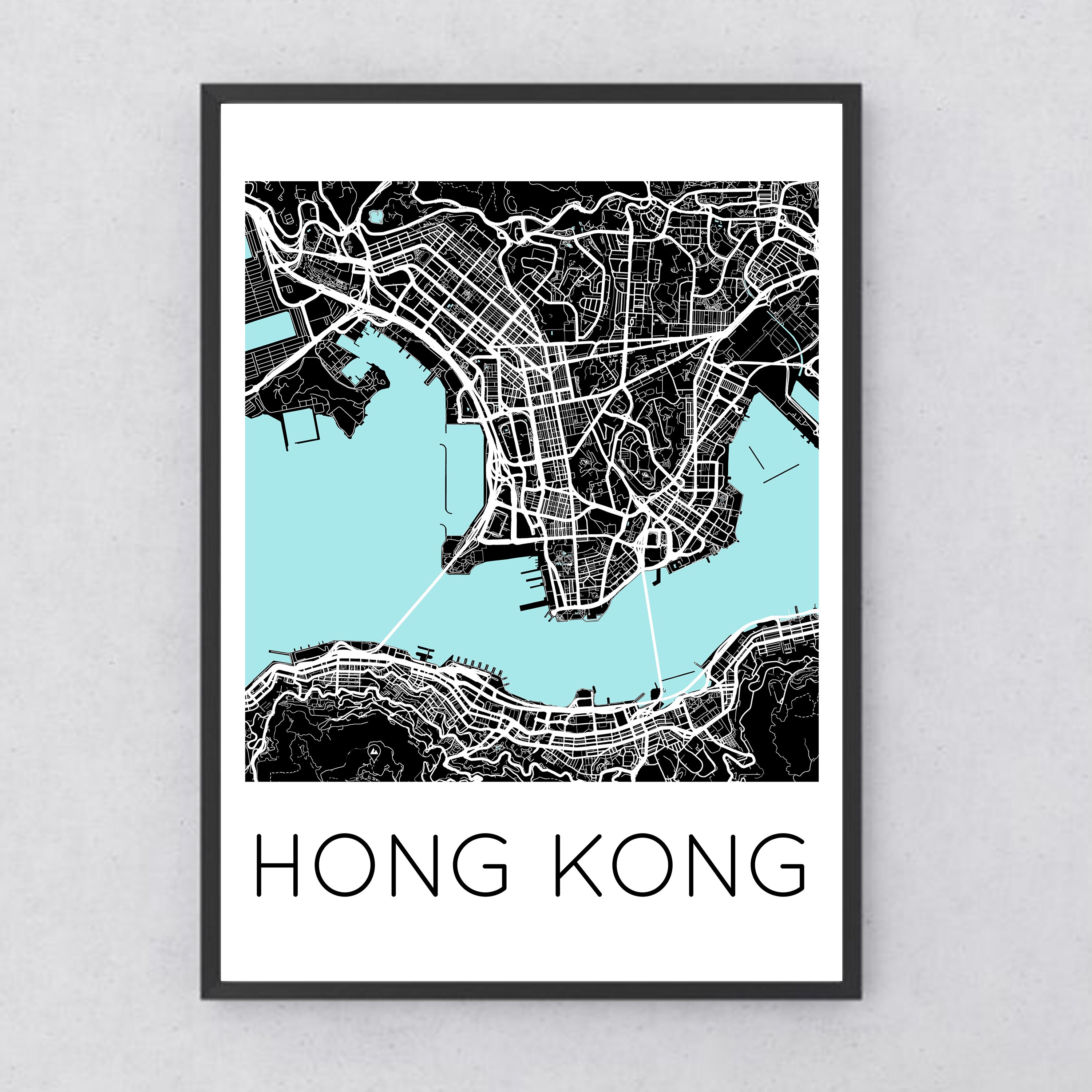 Hong Kong Map Poster, Hong Kong City Poster, Hong Kong Map, Hong Kong ...