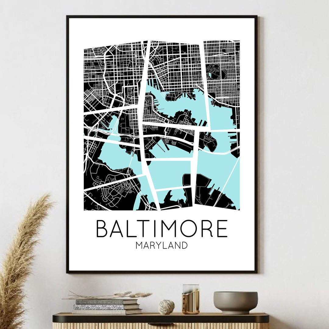 Baltimore Map Poster, Baltimore City Poster, Baltimore Map, Baltimore ...