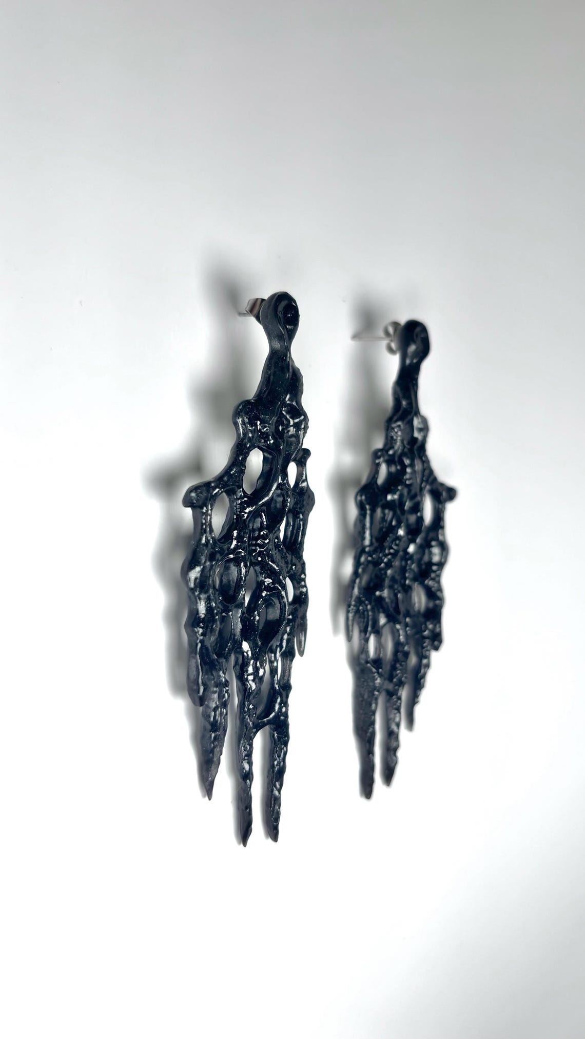 Gothic Drip Earrings 3D Printed Black Earrings With Web-like Structure ...