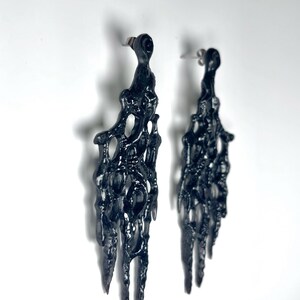 Gothic Drip Earrings 3D Printed Black Earrings With Web-like Structure ...