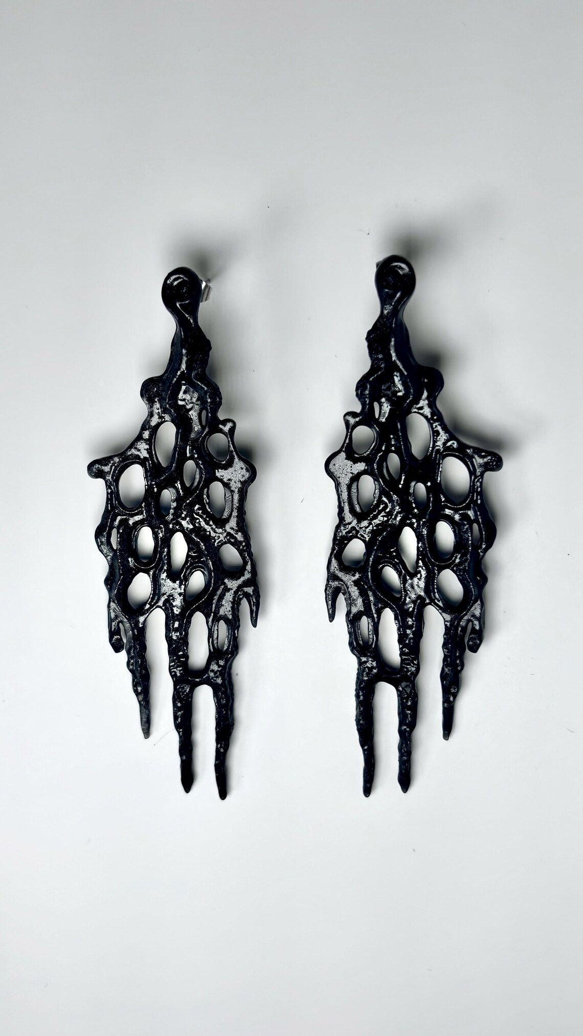 Gothic Drip Earrings 3D Printed Black Earrings With Web-like Structure ...