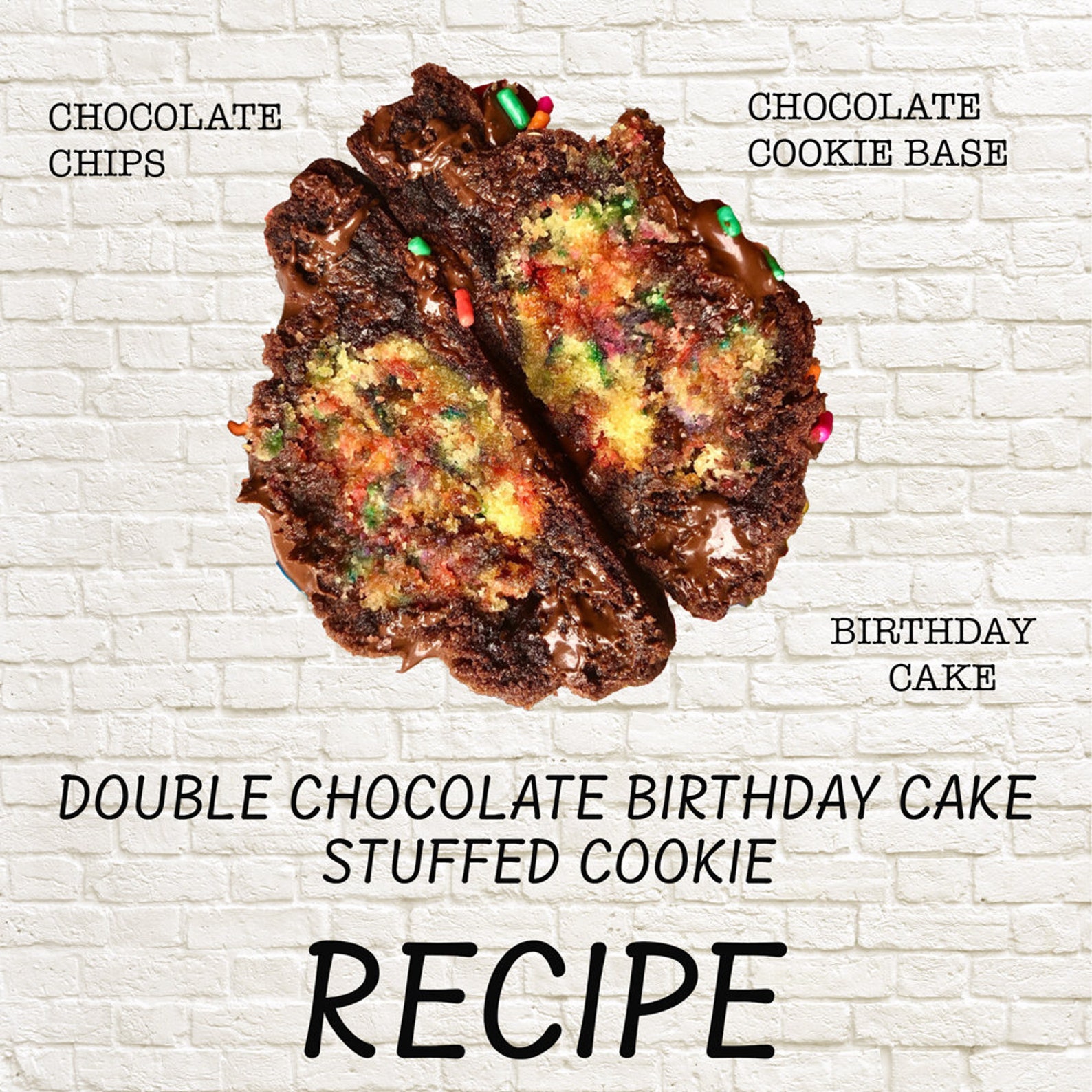 Double Chocolate Stuffed Birthday Cake Stuffed Cookie Recipe/ Bakery ...