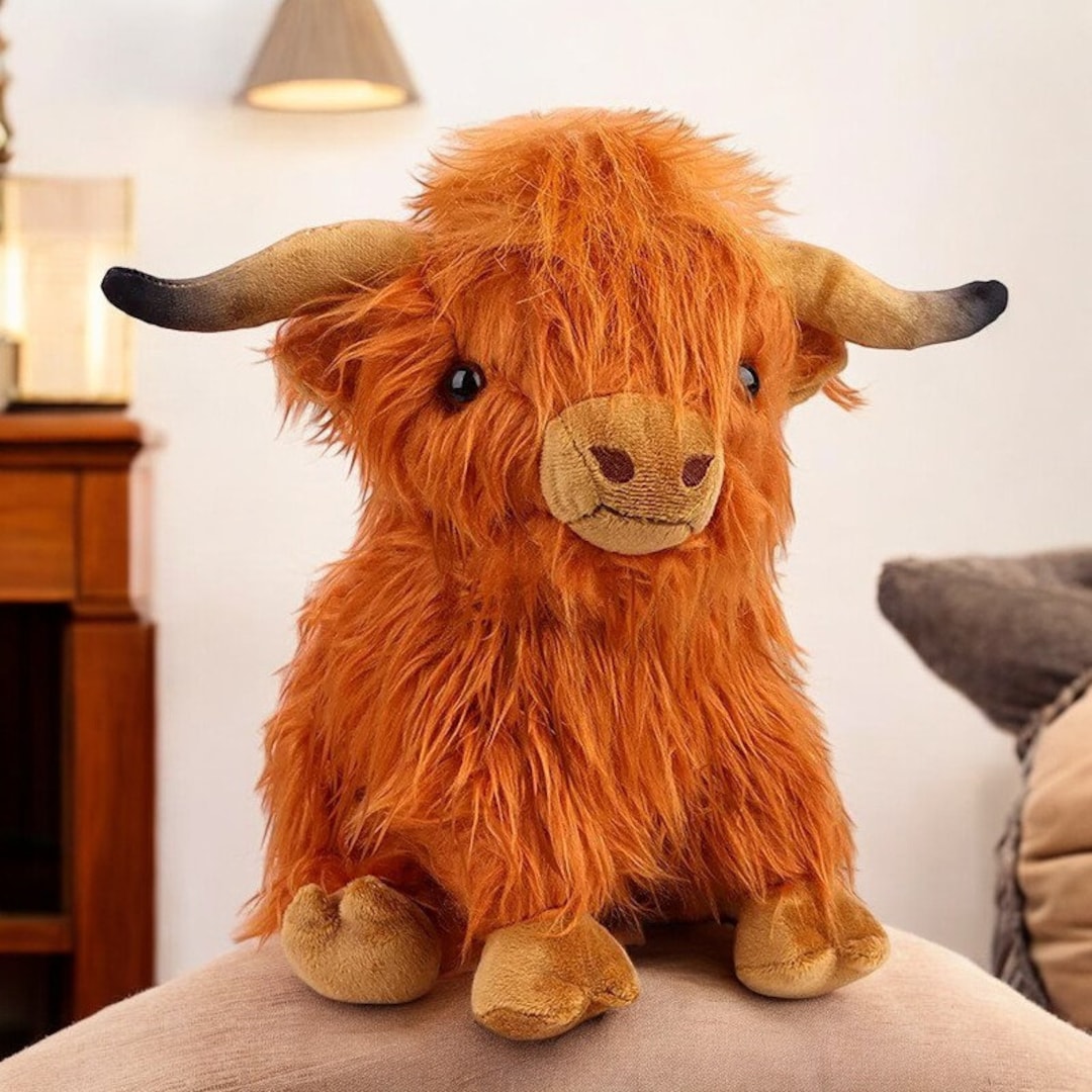 Highland Cow Plush, Highland Cow, Cow Pillow, Brown Cow Plush, Soft Cow ...
