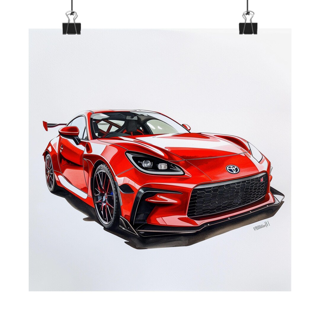 2024 Toyota GR86 Red Poster, Sports Car Print, Digital Art, Wall Decor ...
