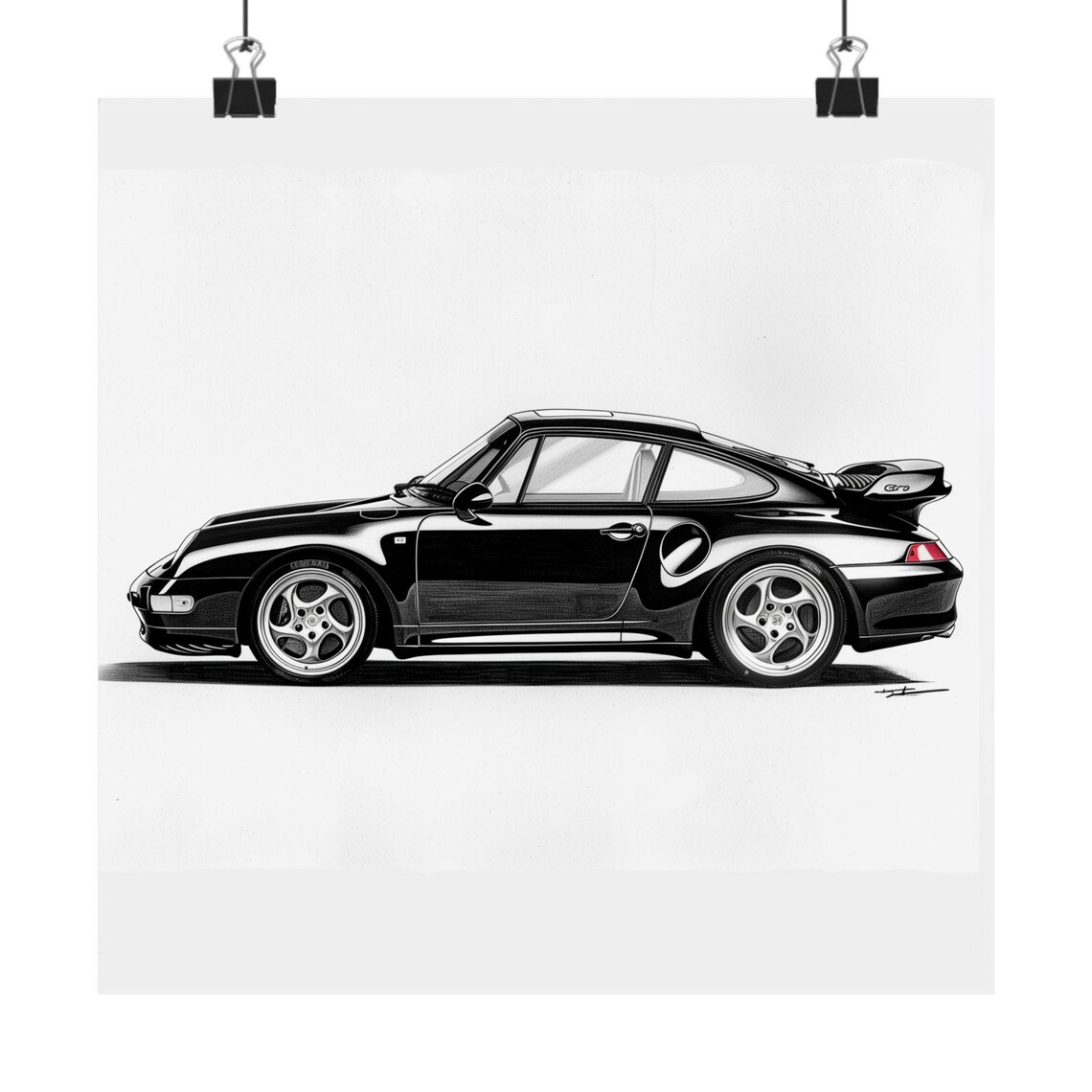 1996 Porsche 911 Poster, Digital Art Print, Classic Car Wall Decor ...