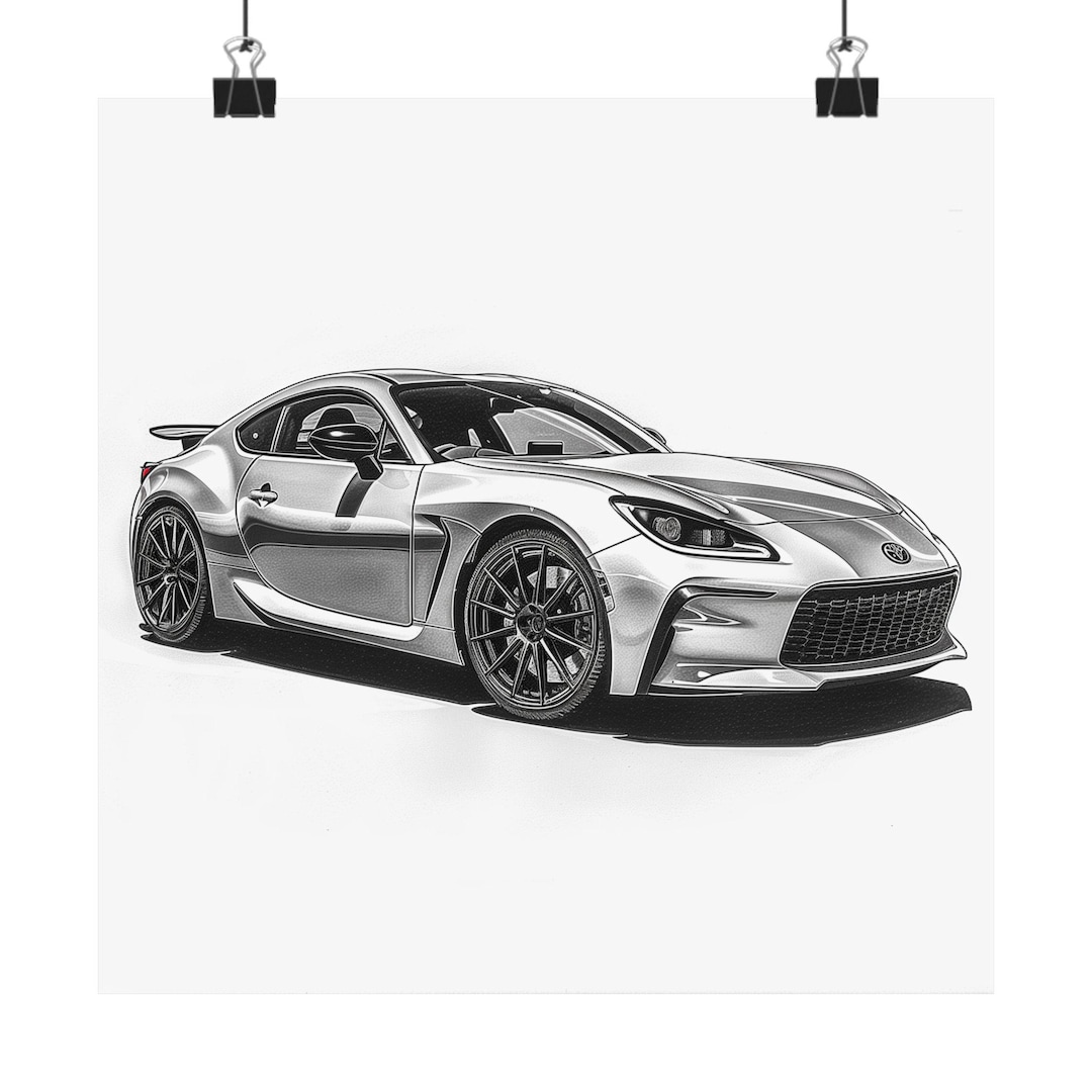 2024 Toyota GR86 Silver Poster, Sports Car Print, Digital Art, Wall ...