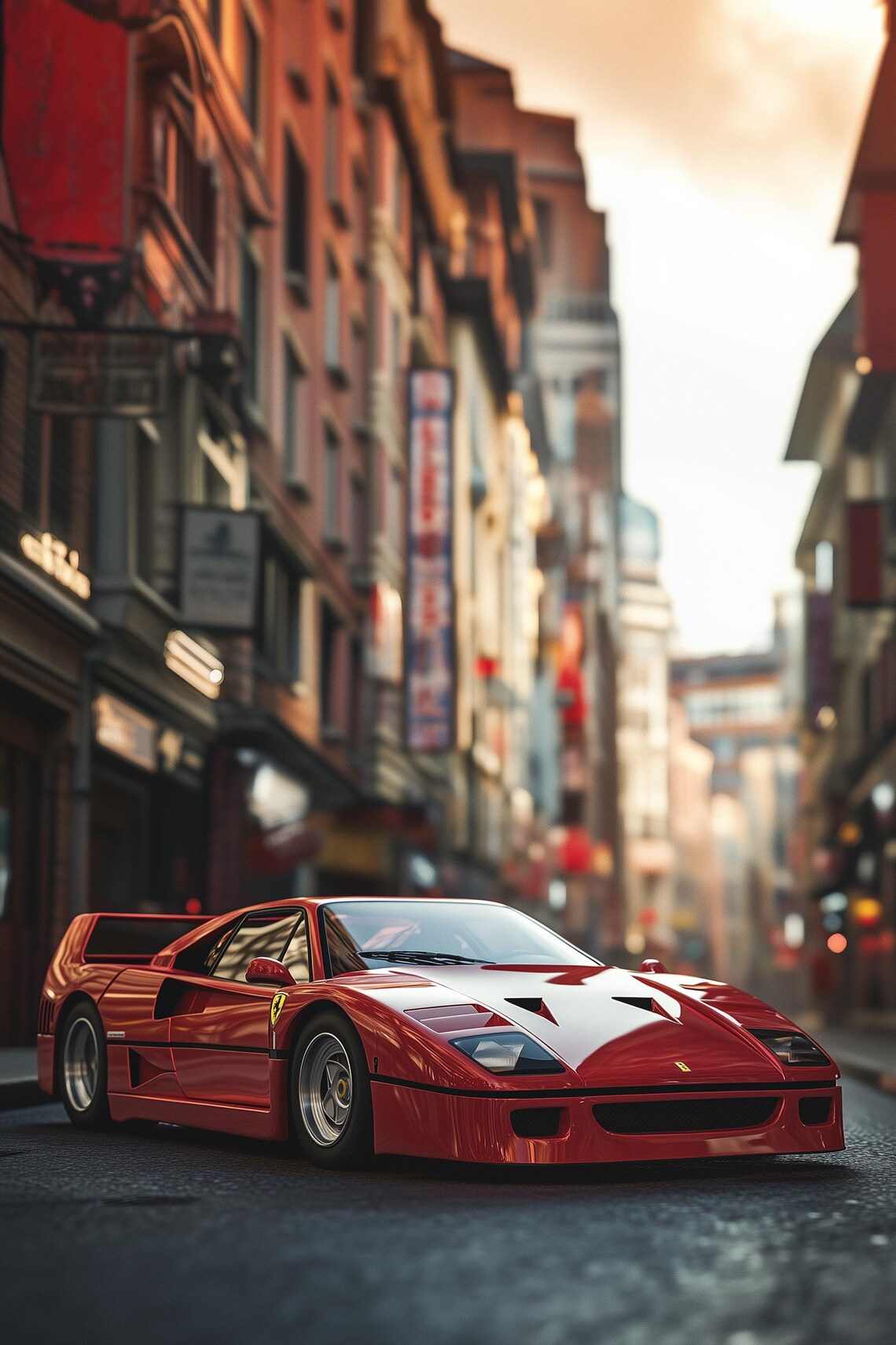 Ferrari F40, Car Print Poster, Photorealistic Art, Optional Wood Frame ...