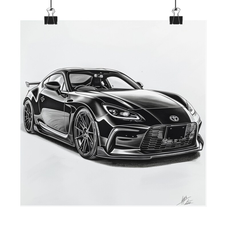 2024 Toyota GR86 White Poster, Sports Car Print, Digital Art, Wall ...