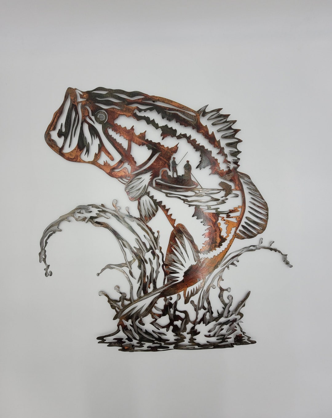 Large Bass Fish Metal Wall Hanging - Etsy