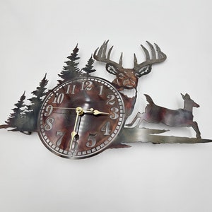 Rustic Deer Wall Clock for Hunter or Wildlife Enthusiast New Larger ...