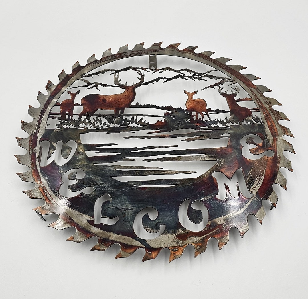 Deer Circular Saw Welcome Sign - Etsy