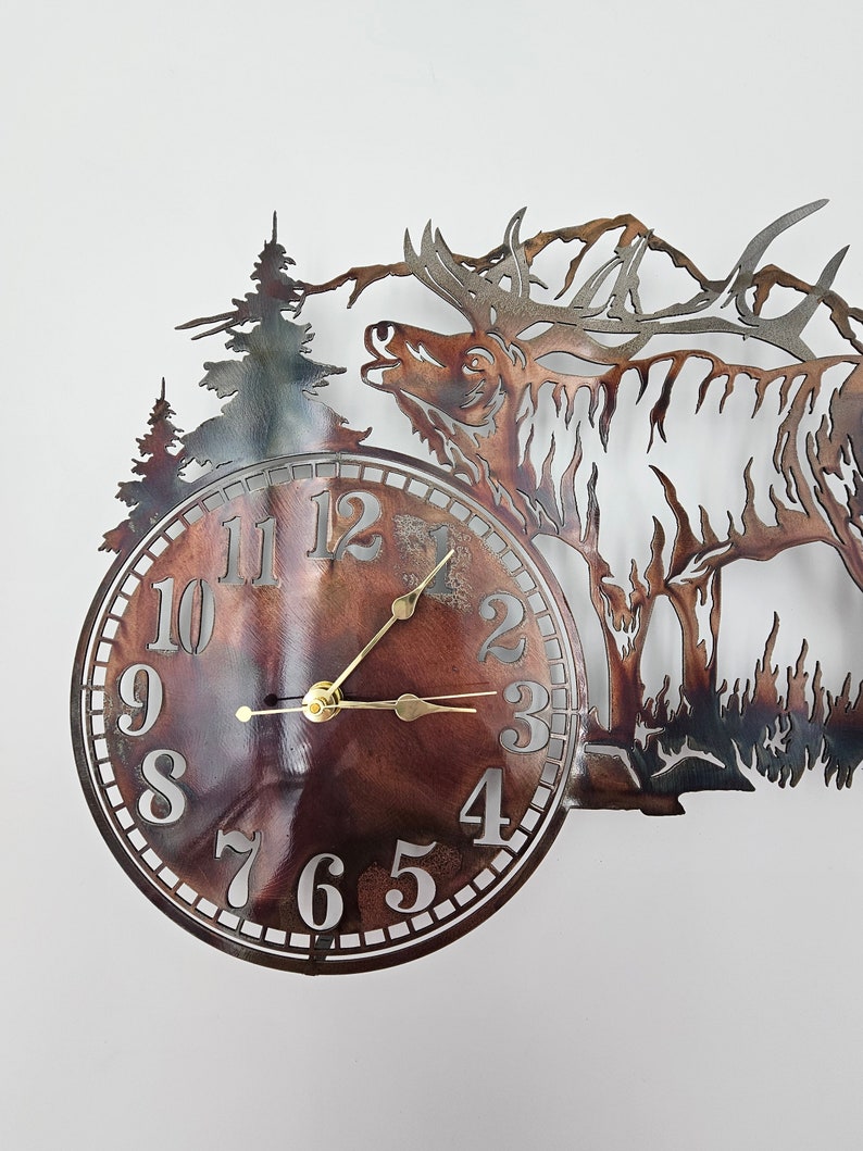 Rustic Metal Elk Wall Clock - Etsy