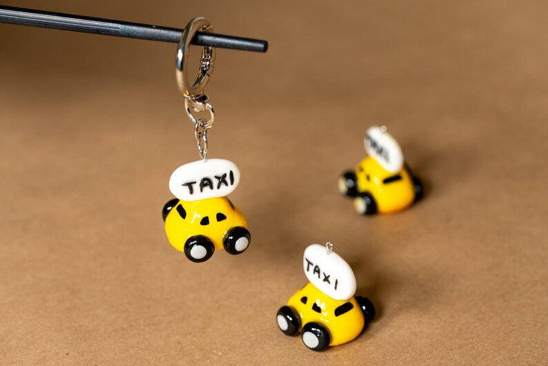 Handmade Yellow Taxi Keychain Magnet / Car Charm Personalized Gift Men ...