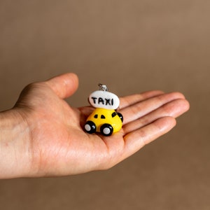 Handmade Yellow Taxi Keychain Magnet / Car Charm Personalized Gift Men ...