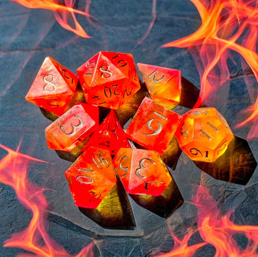 Diablo's Inferno Dice: Fiery Resin Set With Hellish Hues - Etsy