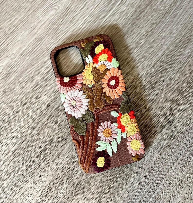Floral Embroidered Phone Case, Boho Vintage Fabric Cover for Iphone ...