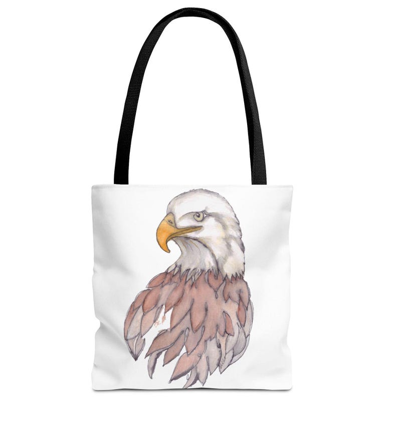 Bald Eagle Tote Bag, Watercolor Art Gift for Birder, Military, College ...