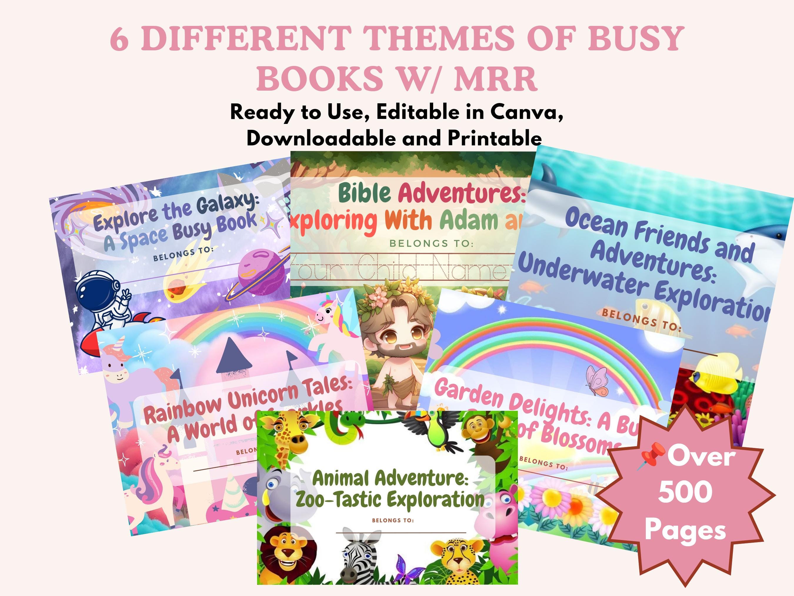 6 Themed Busy Book Bundle #1 for Kids With MRR (ready to Use, Editable ...