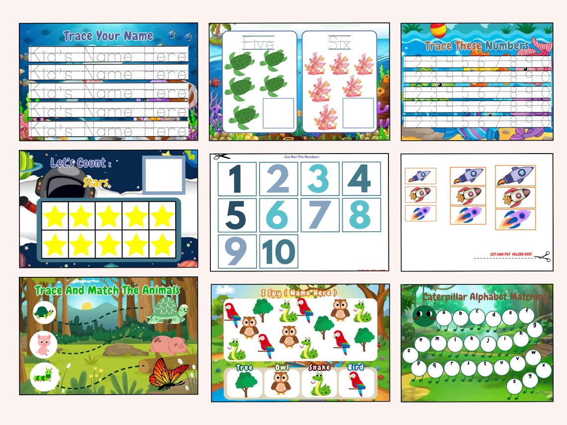 6 Themed Busy Book Bundle #1 for Kids With MRR (ready to Use, Editable ...