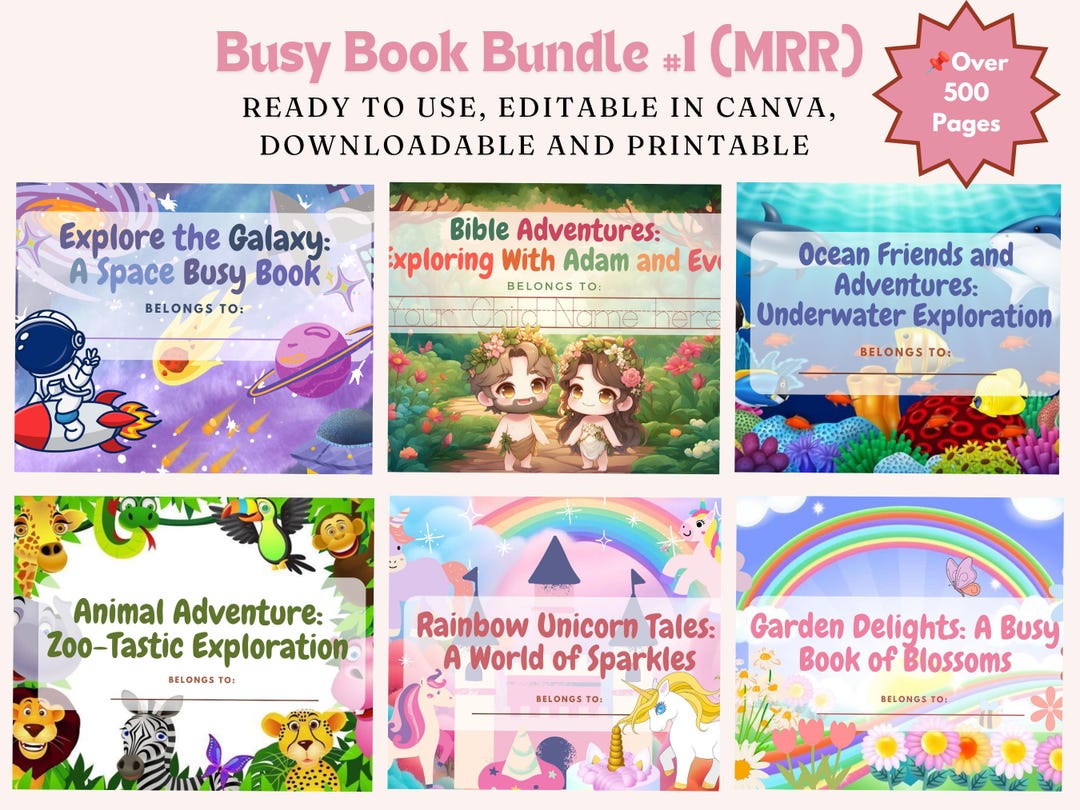 6 Themed Busy Book Bundle 1 for Kids With MRR ready to Use, Editable in ...