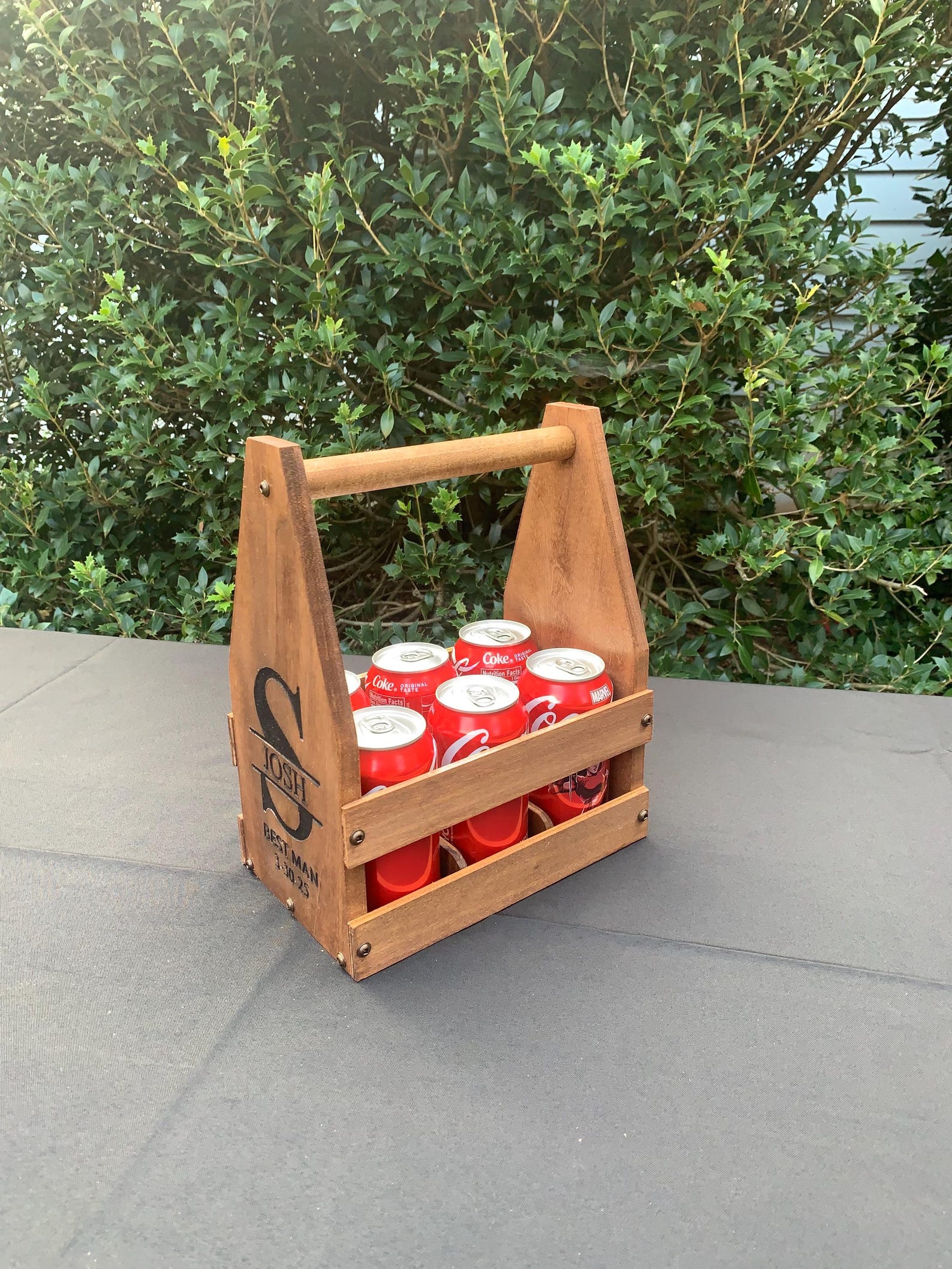 Personalized Wood Beer Tote With Bottle Opener / Wood Coke Caddy ...