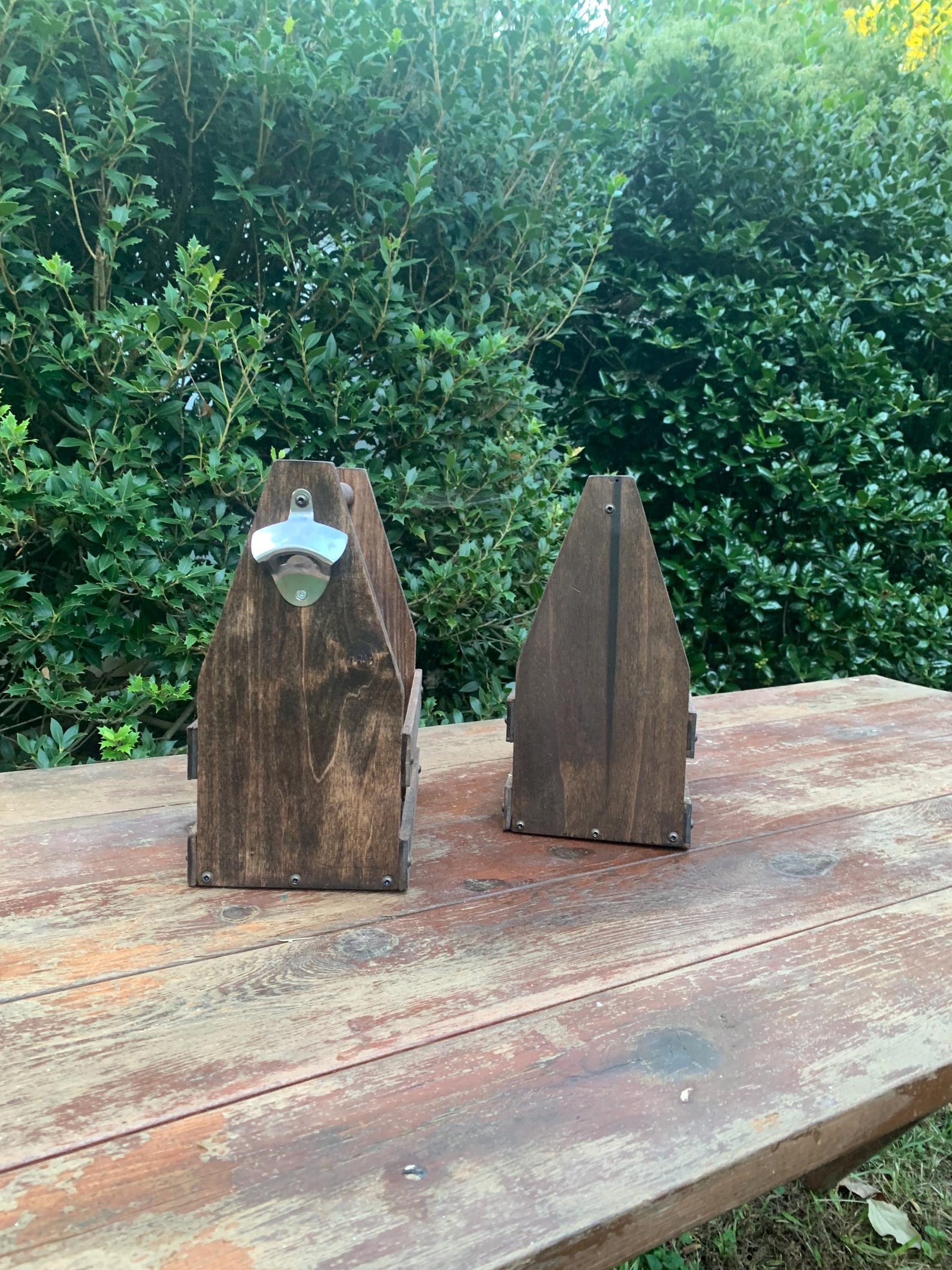 Wood Beer Tote With Bottle Opener / Wood Coke Caddy / Rustic Six Pack ...