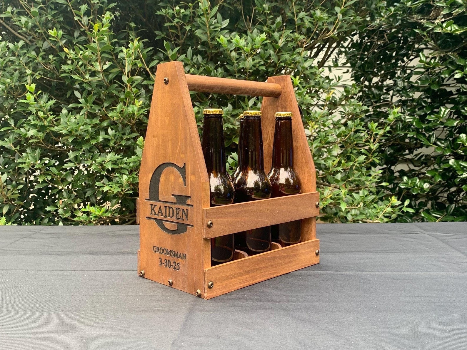 Personalized Wood Beer Tote With Bottle Opener / Wood Coke Caddy ...