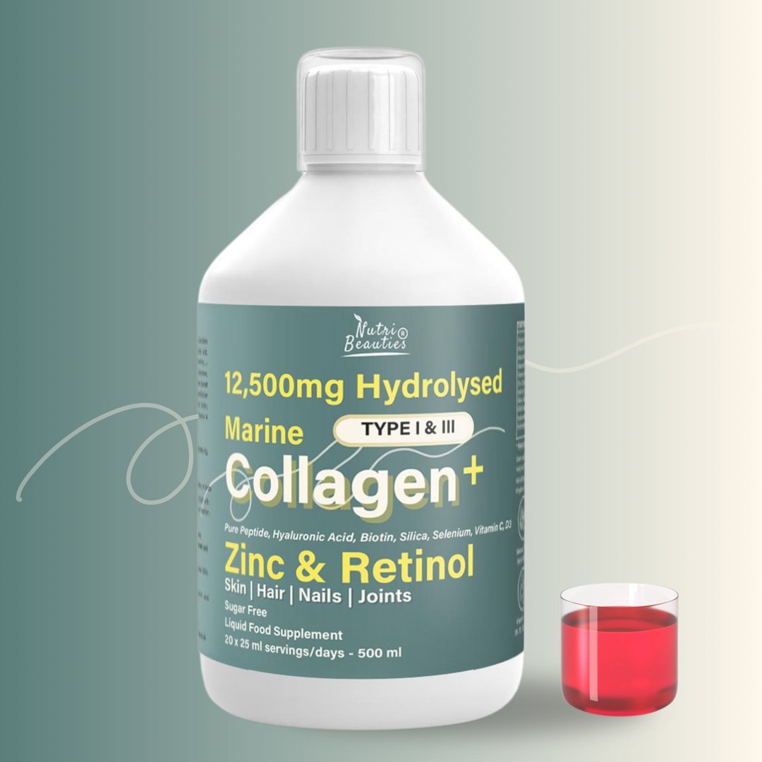 NUTRI BEAUTIES 12,500mg Hydrolysed Marine Collagen PLUS Zinc & Retinol ...