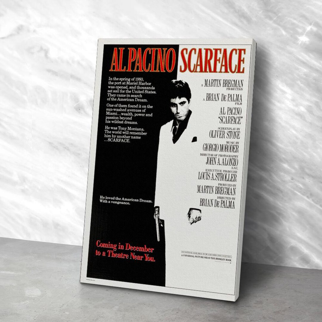Scarface Movie Poster, Wrapped Frame Canvas Poster, Wall Art, Home ...