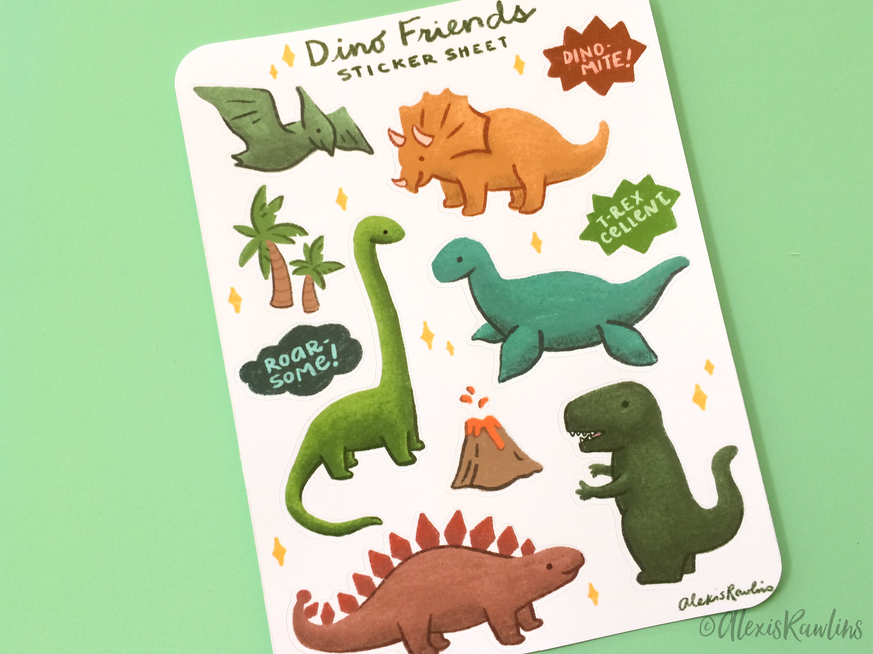 Dino Friends Sticker Sheet Cute Dinosaurs, Funny Pun Stickers, T-rex ...