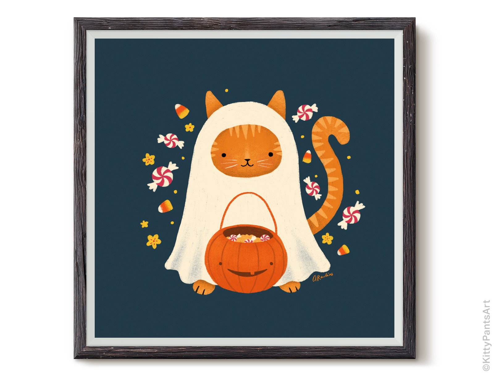 Halloween Cat Sheet Ghost goes trick or treating around the ...