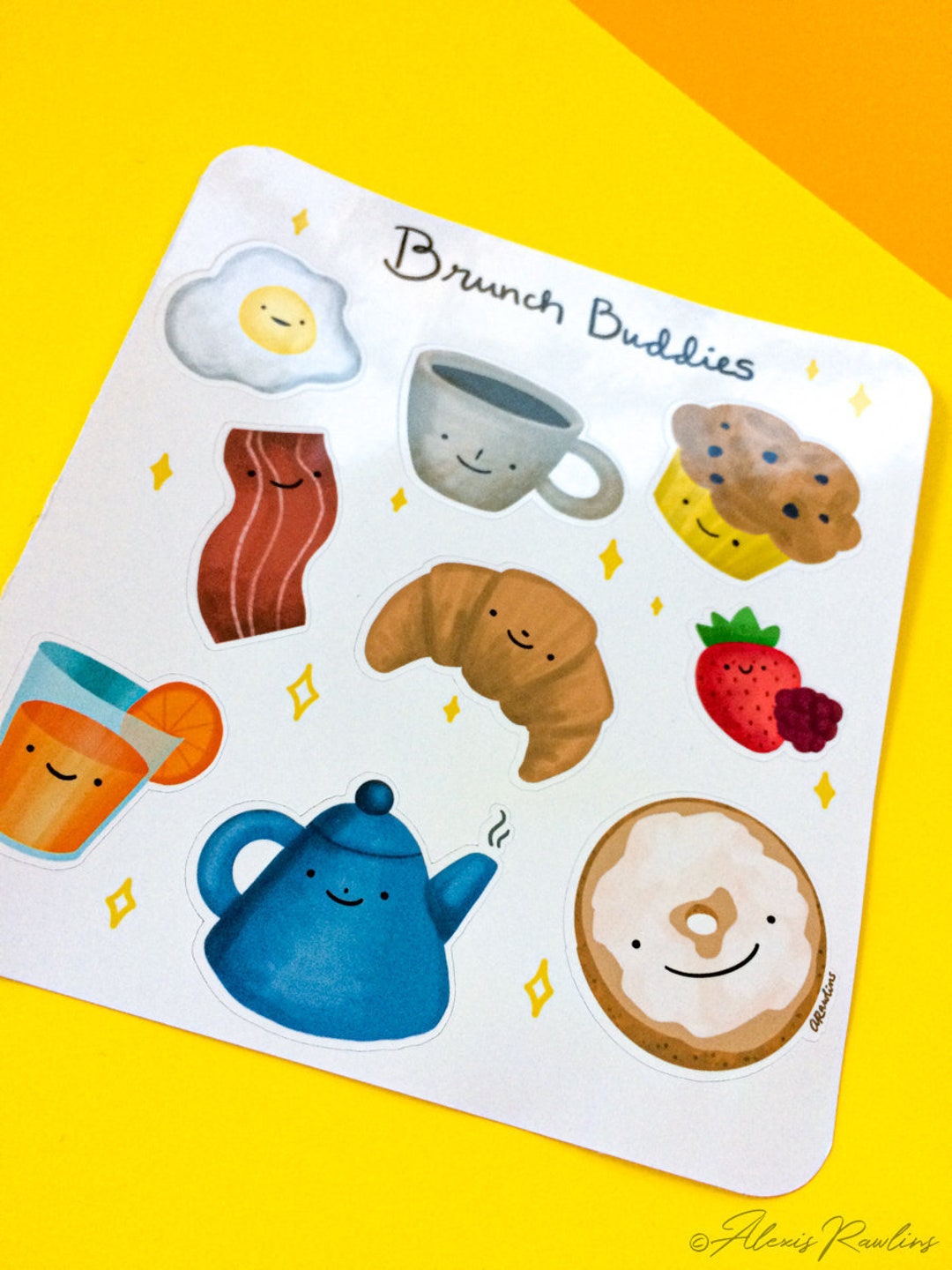 Brunch Buddies Sticker Sheet - Cute Food Hand Drawn Artwork, Planner ...