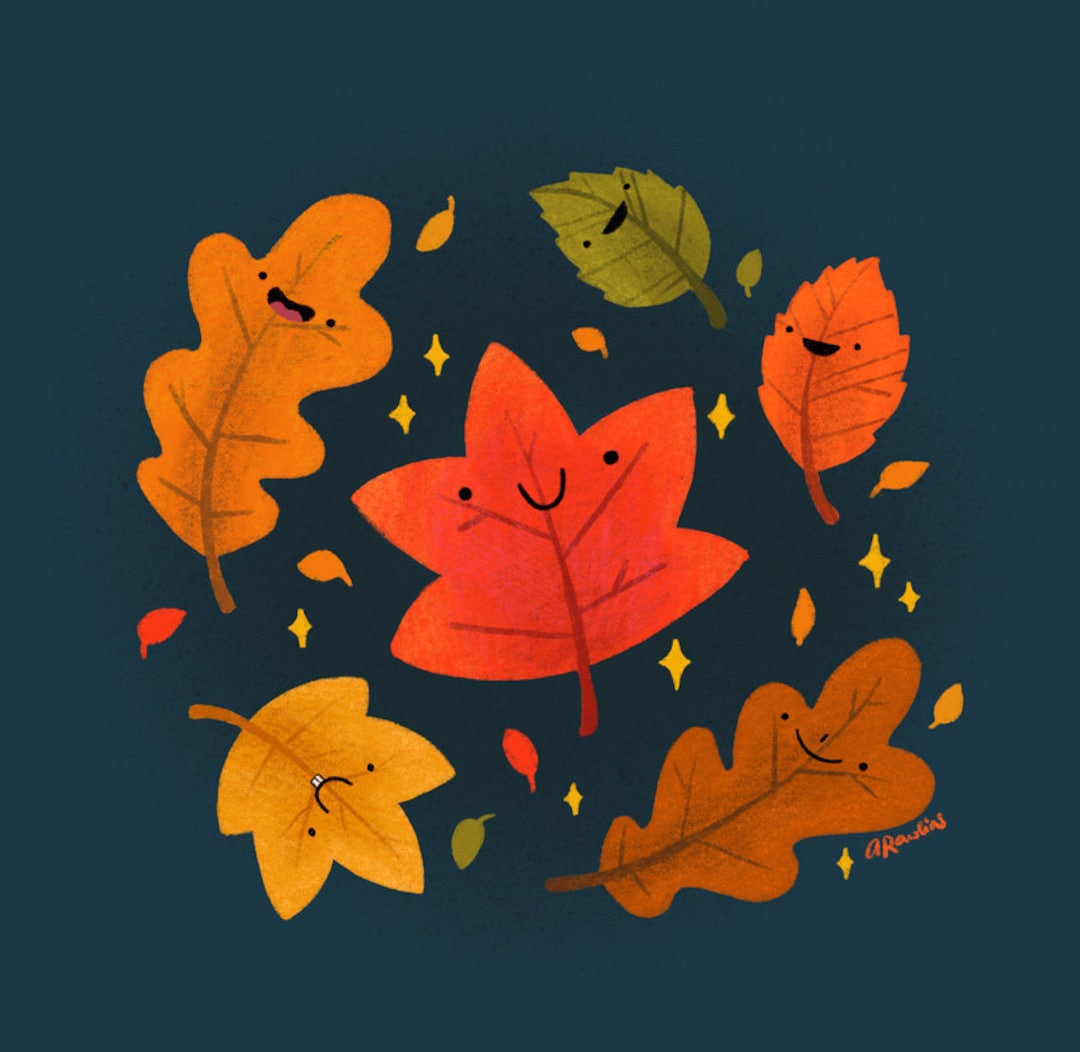 Happy Autumn Leaves Fall Decor Art Print - Cute Cozy Wall Art - Etsy