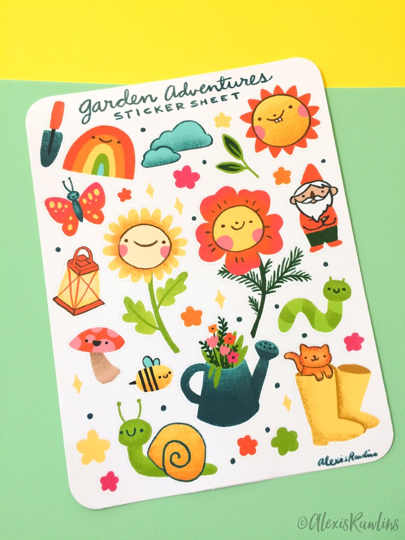 Garden Adventures Sticker Sheet - Flower Stickers Gardening Gift ...