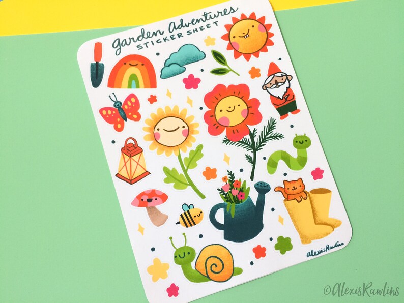 Garden Adventures Sticker Sheet - Flower Stickers Gardening Gift ...